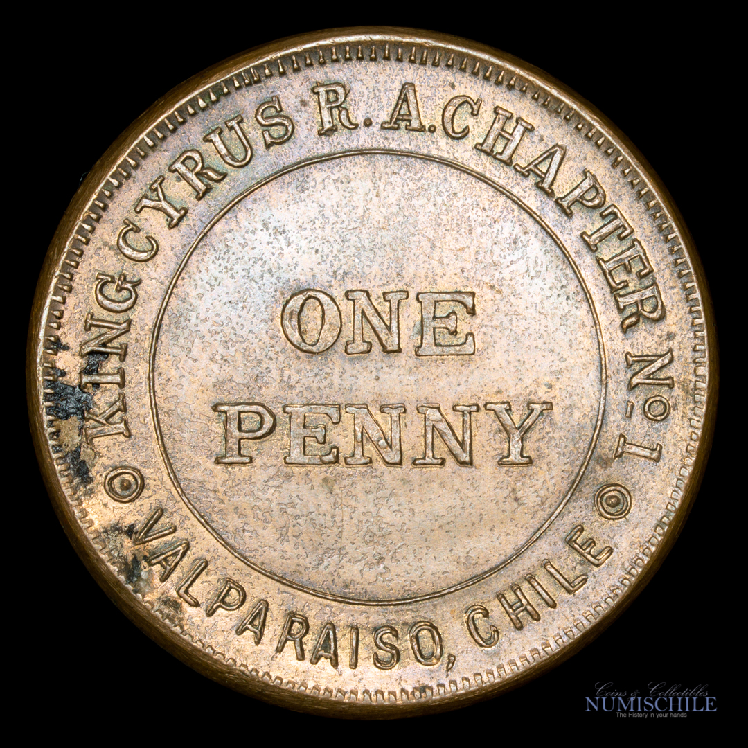 Chile, Ficha de Masonería, One Penny, King Cyrus R. Achapter nº1 ...