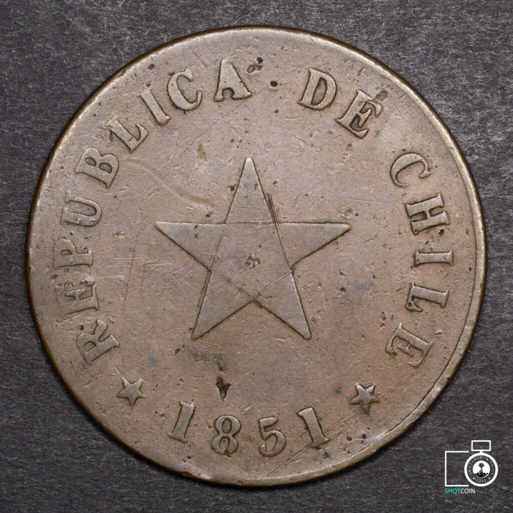 Chile, 1 Centavo 1851, H en estrella derecha, muy rara #NQ – Numischile ...
